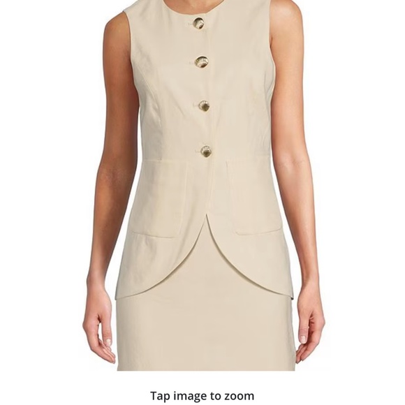 Tops | Antonio Melani X Mg Style Sophia Linen Blend Gold Shell Patch Pocket Vest | Poshmark